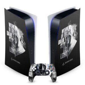 half legacy typography matte vinyl faceplate sticker gaming skin case cover compatible with sony playstation 5 ps5 digital edition console and dualsense controller