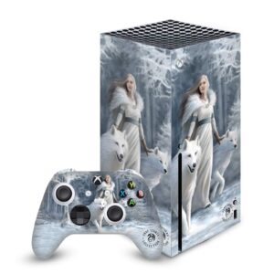 head case designs officially licensed anne stokes winter guardians art mix vinyl sticker gaming skin case cover compatible with xbox series x console and controller bundle