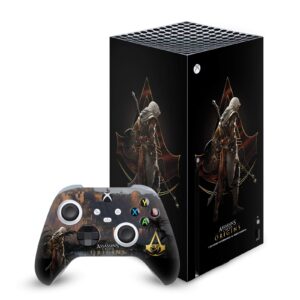 head case designs officially licensed assassin's creed bayek crest origins character art matte vinyl sticker gaming skin case cover compatible with xbox series x console and controller bundle