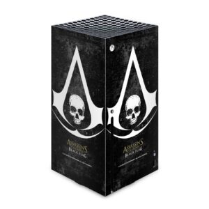 head case designs officially licensed assassin's creed grunge black flag logos matte vinyl sticker gaming skin case cover compatible with xbox series x console