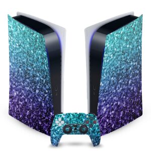 head case designs officially licensed pldesign aqua blue art mix vinyl faceplate sticker gaming skin case cover compatible with sony playstation 5 ps5 digital edition console and dualsense controller