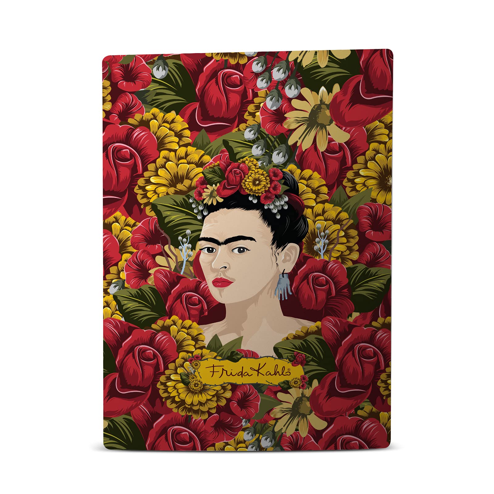 Head Case Designs Officially Licensed Frida Kahlo Portrait Pattern Floral Matte Vinyl Faceplate Sticker Gaming Skin Case Cover Compatible with Sony Playstation 5 PS5 Disc Edition Console