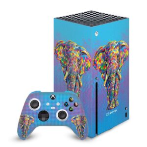 head case designs officially licensed p.d. moreno elephant animals ii matte vinyl sticker gaming skin case cover compatible with xbox series x console and controller bundle