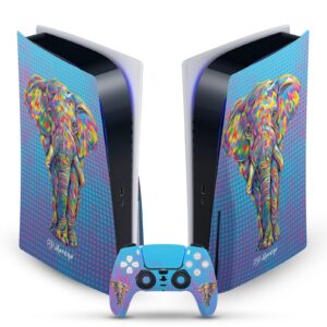 head case designs officially licensed p.d. moreno elephant animals ii vinyl faceplate sticker gaming skin case cover compatible with sony playstation 5 ps5 disc edition console & dualsense controller