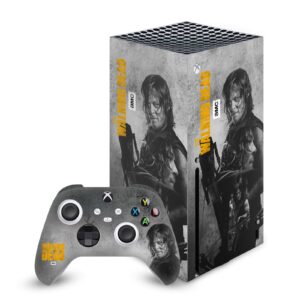 head case designs officially licensed amc the walking dead daryl double exposure daryl dixon graphics vinyl sticker gaming skin case cover compatible with xbox series x console and controller bundle