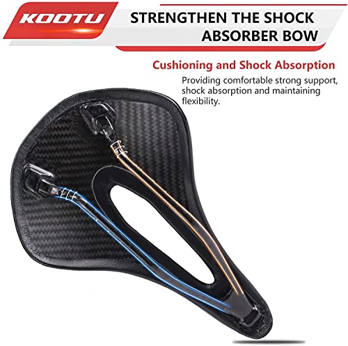 KOOTU Road Bike Saddle, Comfort Bicycle Seat for Men and Women, Waterproof Breathable Shock AbsorbingExercise Bike Seat Replacement for BMX, MTB & Road