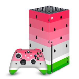 head case designs officially licensed haroulita watermelon art mix vinyl sticker gaming skin case cover compatible with xbox series x console and controller bundle