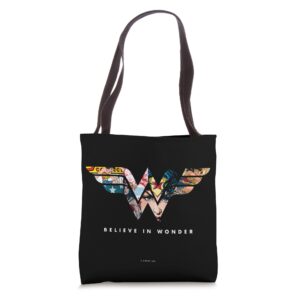 wonder woman 80th believe in wonder ww logo tote bag