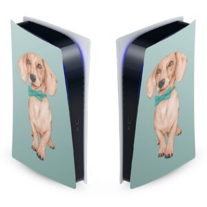 head case designs officially licensed barruf dachshund, the wiener art mix vinyl faceplate sticker gaming skin case cover compatible with sony playstation 5 ps5 digital edition console