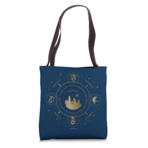 harry potter hogwarts house compass tote bag