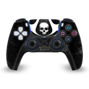 head case designs officially licensed assassin's creed grunge black flag logos vinyl faceplate sticker gaming skin case cover compatible with sony playstation 5 ps5 dualsense controller