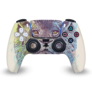 head case designs officially licensed rachel caldwell lion art mix vinyl faceplate sticker gaming skin case cover compatible with sony playstation 5 ps5 dualsense controller