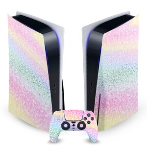 head case designs officially licensed monika strigel unicorn rainbow art mix vinyl faceplate sticker gaming skin case cover compatible with sony playstation 5 ps5 disc console & dualsense controller