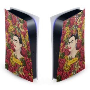 head case designs officially licensed frida kahlo portrait pattern floral vinyl faceplate sticker gaming skin case cover compatible with sony playstation 5 ps5 digital edition console