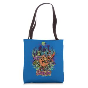 scooby-doo and shaggy chased by monsters tote bag