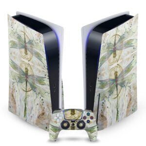 head case designs officially licensed stephanie law damselfly 2 art mix matte vinyl faceplate sticker gaming skin case cover compatible with sony playstation 5 ps5 disc console & dualsense controller