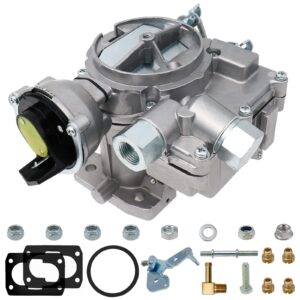 nenkuten marine carburetor 2 barrel carb for mercruiser 3.0l 2.5l 4 cyl engines with electric choke jets long linkage and gaskets nut, replace 3310-864940a01, base bolt pattern is 3 3/4 x 2 inches