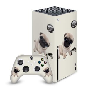 head case designs officially licensed animal club international pug faces vinyl sticker gaming skin case cover compatible with xbox series x console and controller bundle