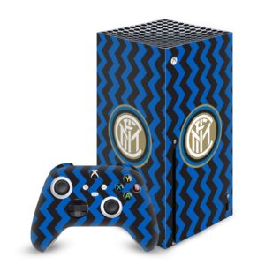 head case designs officially licensed inter milan home 2020/21 crest kit vinyl sticker gaming skin case cover compatible with xbox series x console and controller bundle