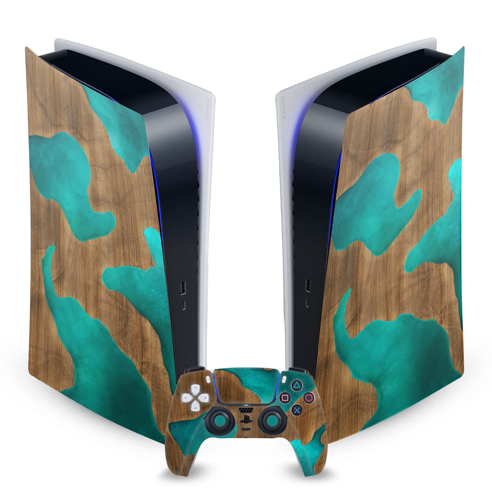 Head Case Designs Officially Licensed Alyn Spiller Aqua Art Mix Vinyl Faceplate Sticker Gaming Skin Case Cover Compatible with Sony Playstation 5 PS5 Digital Edition Console and DualSense Controller