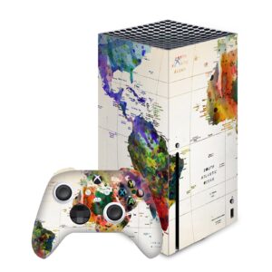 head case designs officially licensed mark ashkenazi map of the world art mix vinyl sticker gaming skin case cover compatible with xbox series x console and controller bundle