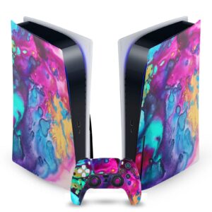 head case designs officially licensed mai autumn turquoise wine art mix matte vinyl faceplate sticker gaming skin case cover compatible with sony playstation 5 ps5 disc console & dualsense controller