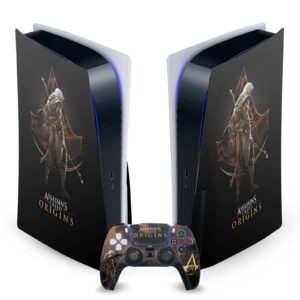 bayek crest origins character art matte vinyl faceplate sticker gaming skin case cover compatible with sony playstation 5 ps5 disc edition console & dualsense controller