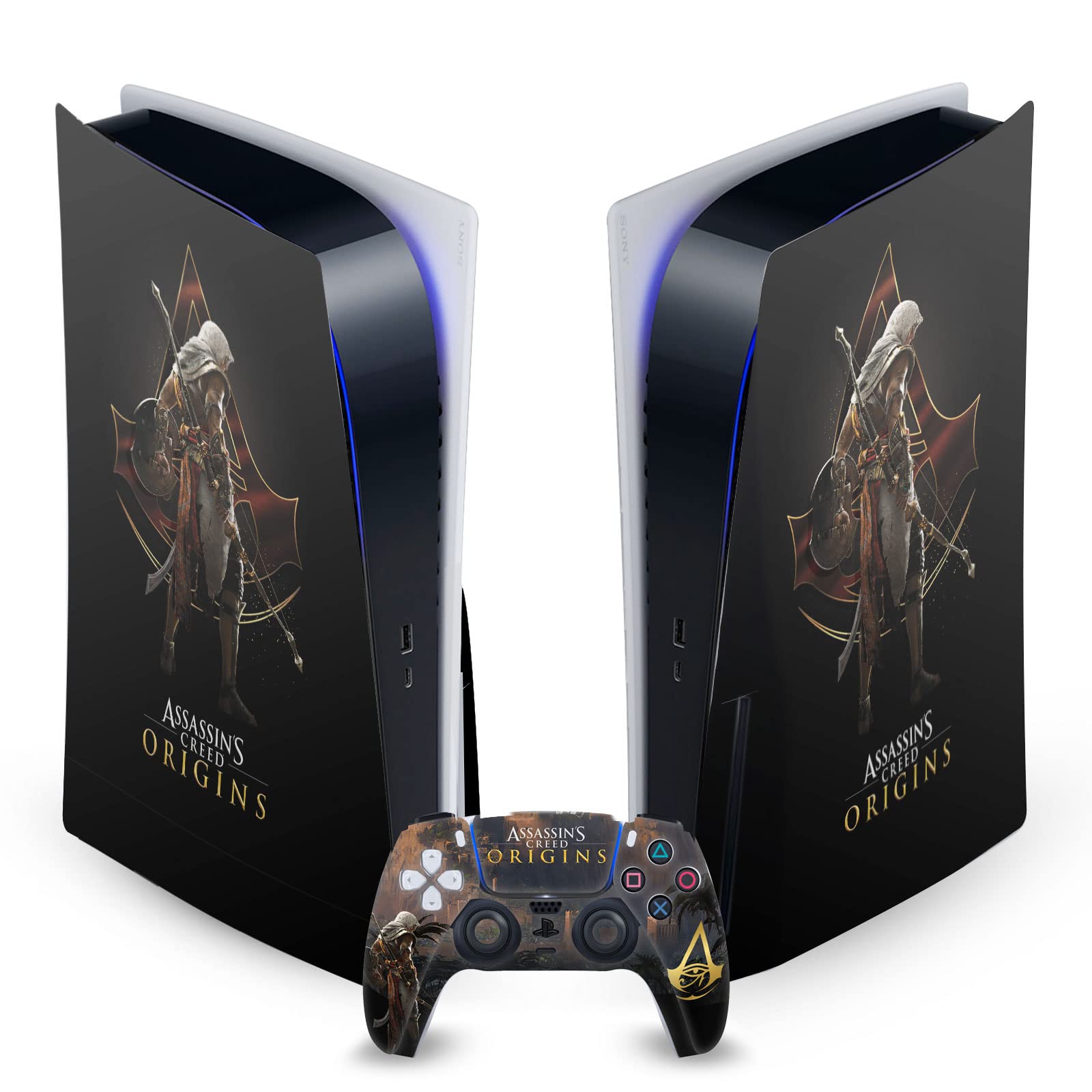 Bayek Crest Origins Character Art Vinyl Faceplate Sticker Gaming Skin Case Cover Compatible with Sony Playstation 5 PS5 Disc Edition Console & DualSense Controller