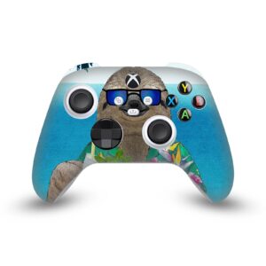 head case designs officially licensed barruf sloth in summer art mix vinyl sticker gaming skin case cover compatible with xbox series x / s controller