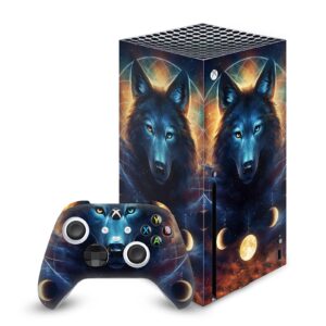 head case designs officially licensed jonas jojoesart jödicke dreamcatcher wolf art mix matte vinyl sticker gaming skin case cover compatible with xbox series x console and controller bundle