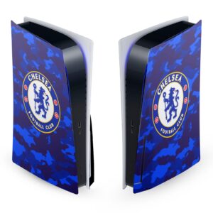 head case designs officially licensed chelsea football club camouflage mixed logo vinyl faceplate sticker gaming skin case cover compatible with sony playstation 5 ps5 disc edition console