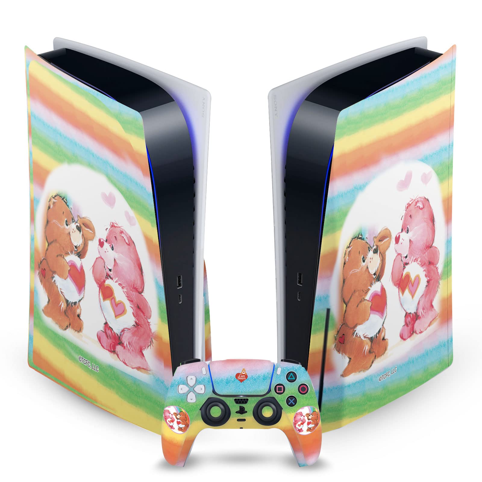 Head Case Designs Officially Licensed Care Bears Rainbow Classic Vinyl Faceplate Sticker Gaming Skin Case Cover Compatible with Sony Playstation 5 PS5 Disc Edition Console & DualSense Controller