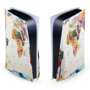 head case designs officially licensed mark ashkenazi map of the world art mix vinyl faceplate sticker gaming skin case cover compatible with sony playstation 5 ps5 disc edition console