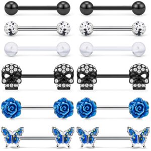 kadogohno nipple rings for women nipple piercing jewelry 14g nipple rings surgical steel screw nipplerings nipple shield ring barbell body piercing jewelry set 9/16 inch 14mm