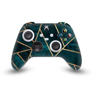 head case designs officially licensed elisabeth fredriksson deep teal stone art mix matte vinyl sticker gaming skin case cover compatible with xbox series x / s controller