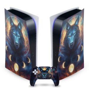 dreamcatcher wolf art mix matte vinyl faceplate sticker gaming skin case cover compatible with sony playstation 5 ps5 digital edition console and dualsense controller