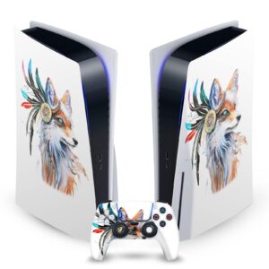 head case designs officially licensed pixie cold fox art mix matte vinyl faceplate sticker gaming skin case cover compatible with sony playstation 5 ps5 disc edition console & dualsense controller