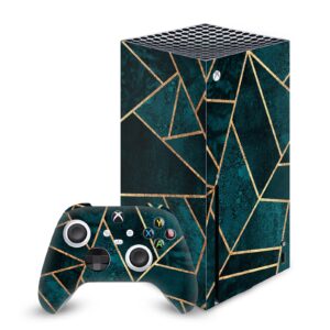 head case designs officially licensed elisabeth fredriksson deep teal stone art mix matte vinyl sticker gaming skin case cover compatible with xbox series x console and controller bundle