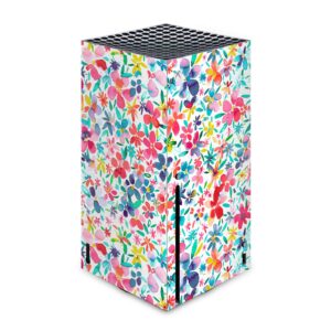 head case designs officially licensed ninola colorful petals spring art mix vinyl sticker gaming skin case cover compatible with xbox series x console