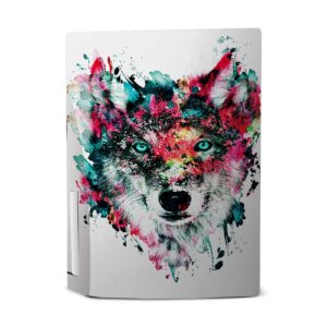 Head Case Designs Officially Licensed Riza Peker Wolf Art Mix Vinyl Faceplate Sticker Gaming Skin Case Cover Compatible with Sony Playstation 5 PS5 Disc Edition Console & DualSense Controller