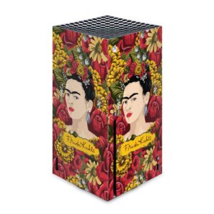 head case designs officially licensed frida kahlo portrait pattern floral vinyl sticker gaming skin case cover compatible with xbox series x console