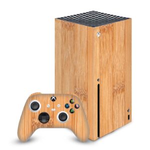 head case designs officially licensed pldesign light brown bamboo art mix vinyl sticker gaming skin case cover compatible with xbox series x console and controller bundle