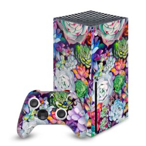 head case designs officially licensed mai autumn succulent art mix vinyl sticker gaming skin case cover compatible with xbox series x console and controller bundle