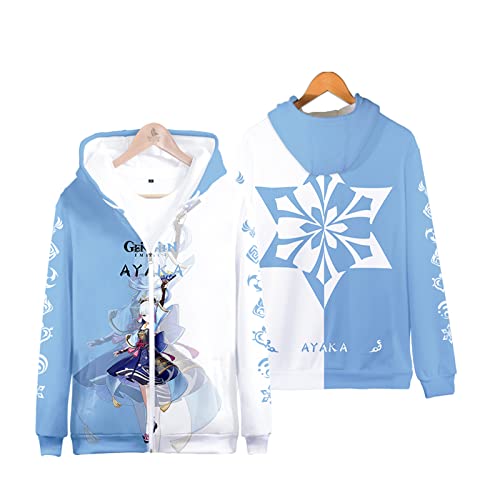 SIAOMA Games Zip Hoodie Jacket Coat Unisex 3D Drawstring Sweatshirt Coat(Ayaka,Small)