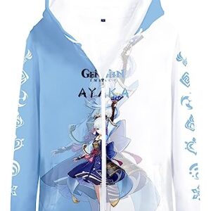 SIAOMA Games Zip Hoodie Jacket Coat Unisex 3D Drawstring Sweatshirt Coat(Ayaka,Small)