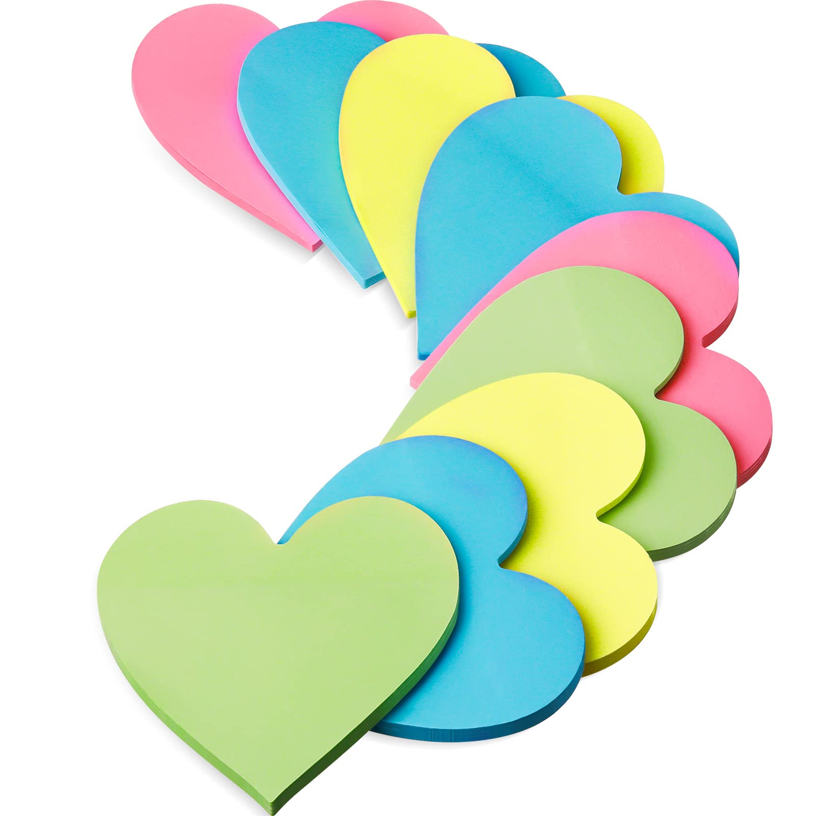 Marspark 9 Pack 3 x 3 Inches Heart Shaped Sticky Notes Heart Shaped Notepad Sticky Notes Hearts Cute Sticky Notes Colorful Sticky Memo for Home Office School Supplies, Back to School Seasons