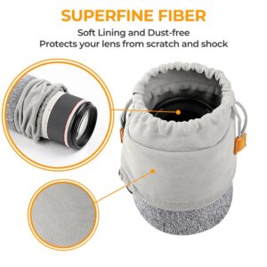 K&F Concept Lens Pouch 2-in-1 Expandable Camera Lens Bag Case Compatible for Canon Lenses 75-300mm, Nikon, Sony, Pentax, Olympus Camera Lens 10 x 18cm Protective Neoprene Soft Plush for DSLR Lenses