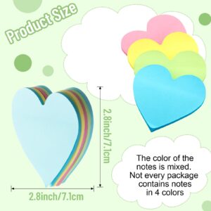 Marspark 9 Pack 3 x 3 Inches Heart Shaped Sticky Notes Heart Shaped Notepad Sticky Notes Hearts Cute Sticky Notes Colorful Sticky Memo for Home Office School Supplies, Back to School Seasons