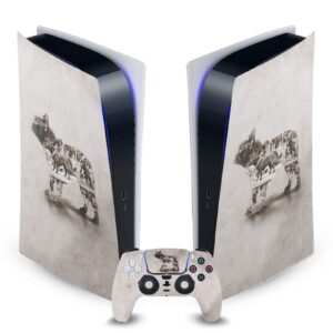 vintage french bulldog matte vinyl faceplate sticker gaming skin case cover compatible with sony playstation 5 ps5 digital edition console and dualsense controller