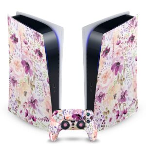 floral chaos art mix matte vinyl faceplate sticker gaming skin case cover compatible with sony playstation 5 ps5 digital edition console and dualsense controller